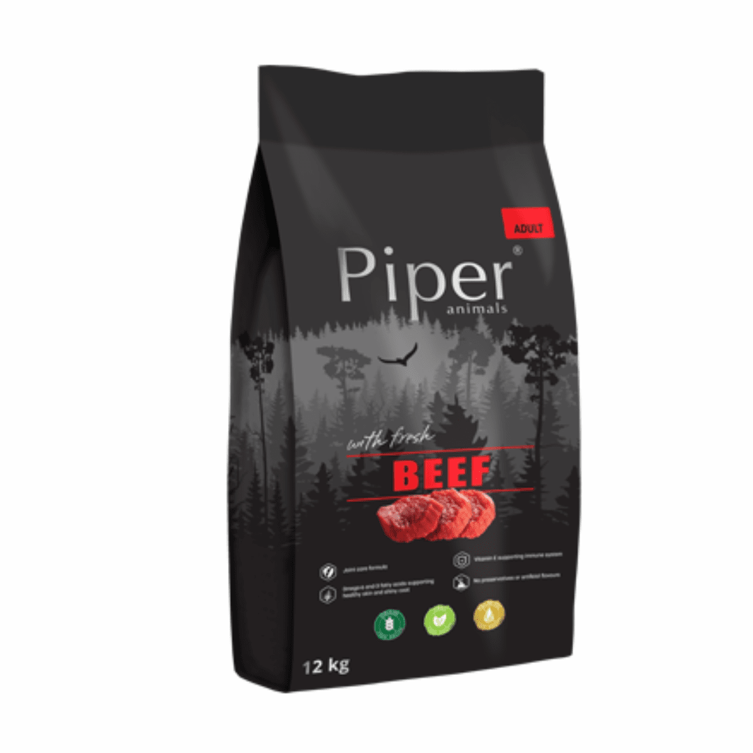 Piper Dog Beef - суха храна за кучета с прясно говеждо месо, 12кг ...