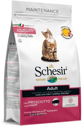 Schesir Adult Maintenance Ham - суха храна за котки, с прошуто и един източник на протеин ...