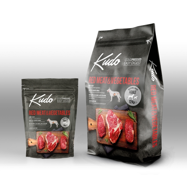 Kudo Low Grain Red Meat Medium&Maxi Adult - студено пресована храна с ...