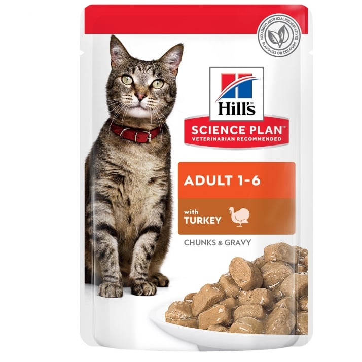 Hill's Science Plan Feline Adult TURKEY - паучове за котки, малки ...