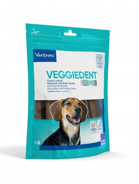 Virbac Veggiedent Fresh - дентални ламели М, за кучета от 10 до 30 кг ...